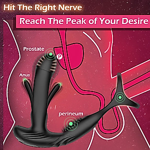 Prostate Massager Vibrator with 10 Flapping & Vibration Settings, Remote Control Anal Plug Anal Vibrator Sex Toys for Men, Anal Sex Toys Vibrators with Penis Ring Adult Toys, Sex Toy Adult Sex Toys