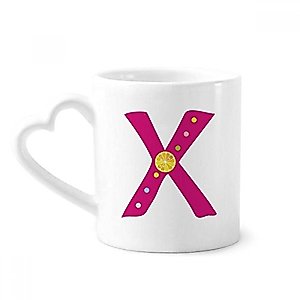 X Alphabet Orange Fruit Cute Pattern Mug Coffee Ceramic Drinkware Glass Heart Cup