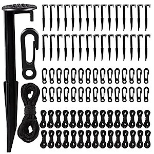 30 Sets Inflatable Stakes and Tether, 30 Pcs 5.7" Heavy Duty Tent Stakes with Hooks and Ropes, Inflatable Plastic Stakes for Fixing Halloween Decorations Christmas Decor Inflatables Lawn Decor Tent