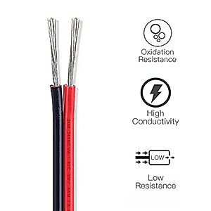 Dobertry RV Light Extension Cable Wire Cord for Led Interior Light Bar Strip Lights, 66ft 22awg Wires for RV Camper Motorhome Travel Trailer Cargo Van Cabinet Ceiling Dome Awning Porch underglow Light