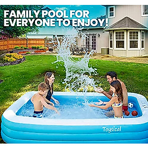 Toysical Inflatable Pool for Kids and Adults with Pump - 118 x 72 x 22 - More Durable Than Other Blow up Pools for Adults - Includes Patches