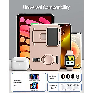 MODOCH 3 in 1 Charging Station for Apple Multiple Devices, Foldable and Portable Travel Charging Dock Compatible with iPhone Airpods Apple Watch Charger Stand with Adapter (Rose Gold)