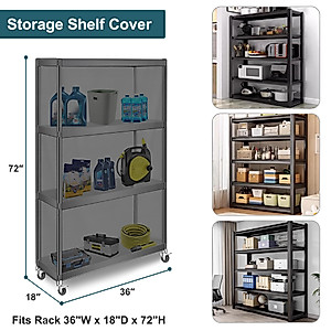 Femuar Waterproof Shelf Cover Wire Shelf Cover Heavy Duty Dustproof Storage Wire Rack Covers Outdoor Shelving Covers 36"x18"x72''…