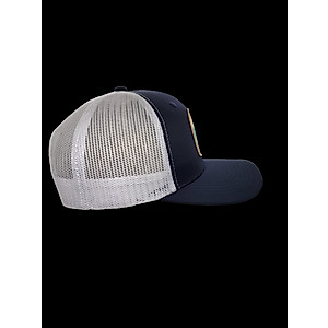 Acadia Trucker Hat with National Park Woven Patch (Navy/White)