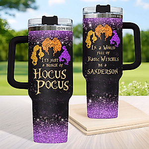 34HD Hocus Gifts for Women, Hocus Tumbler with Handle 40oz Stainless Steel, Witch Brew Tumbler, Christmas Gifts for Movie Lovers, Sanderson Sister Gifts