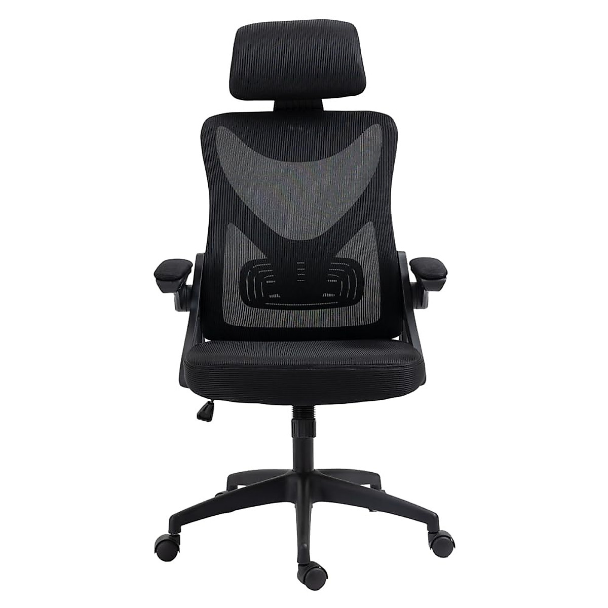 Ergonomic Office Desk Chair with Wheels High Back Computer Task Chair Home Mesh Swivel Desk Chair with Adjustable Back Height Flip up Arms Lumbar Support Headrest for Home/Study/Working