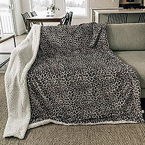 GRACED SOFT LUXURIES Throw Blanket Sherpa Fleece Minky Microfiber Reversible Soft Throw (Leopard, XL Throw 60" x 80")