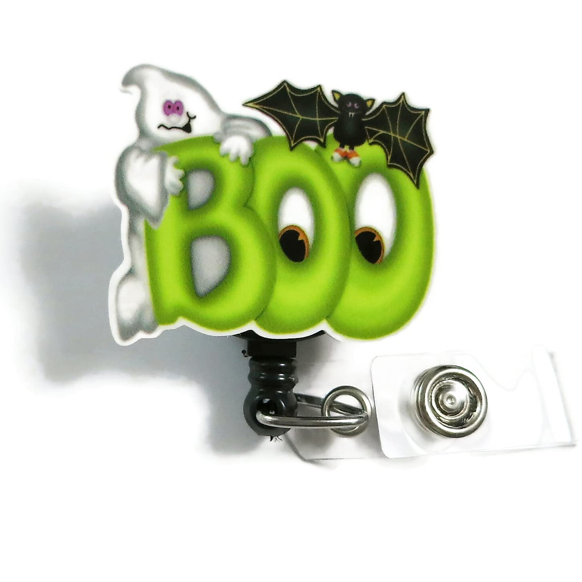 Cute BOO Halloween Badge Reel, Ghost Bat Badge Clip, Funny Halloween BOO Badge Holder, Funny Nurse Retractable Badge ID Holder, RN Badge Reel, PT Gift, Phlebotomy Badge