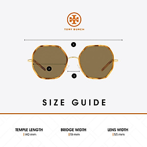 Tory Burch TY6092 332873 55MM Honey Wood/Solid Brown Irregular Sunglasses for Women + BUNDLE With Designer iWear Eyewear Kit