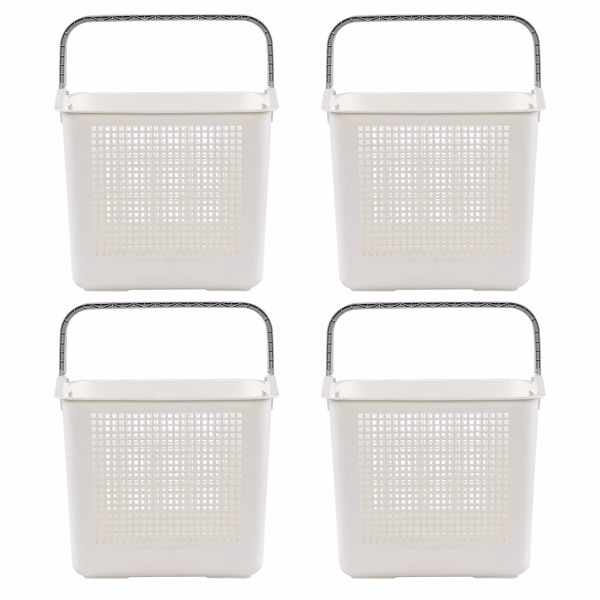 Ggbin 4 Packs Plastic Laundry Hamper with Handles, 35 L Laundry Baskets for Dirty Clothes, White