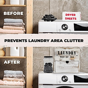 Laundry Pods Container - Whitewashed Wood Laundry Pod Storage Container - Farmhouse Decor Laundry Pod Holder & Laundry Room Decor - Laundry Detergent Container with Lid and Drawer