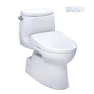 TOTO WASHLET+ Carlyle II One-Piece Elongated 1.28 GPF Toilet with Auto Flush WASHLET+ S7A Contemporary Bidet Seat, Cotton White - MW6144736CEFGA#01