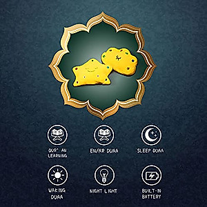 ROYAL WIND Doll My Dua Pillow Ramadan Gift for Kids Dua and Surah Quran Sound Colorful Cloud and Star Pillow with LED Light