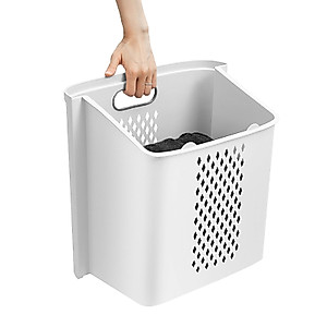 2-Tier Laundry Basket, 3 Basket Shelf Movable Household Bathroom Rolling Cart Organizer Clothes Storage with 4 Wheels White for Kitchens, Bathrooms, Bedrooms, Dormitories, Classrooms, Laundry Rooms