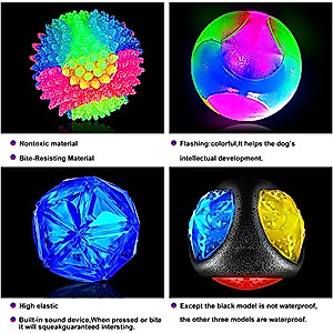 4 Pieces Light up Dog Ball Spiny Light up Dog Ball Flashing LED Dog Ball for Dog Glow in The Dark Flashing Ball Dog Squeaky Toy Bounce Activated Toy PET Ball for Dogs and Puppies