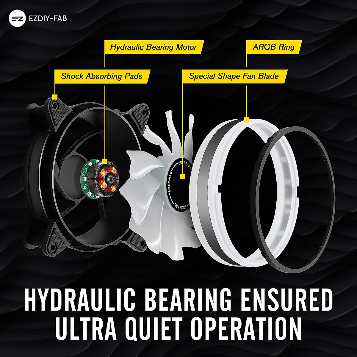 EZDIY-FAB Moonlight 120mm RGB Case Fan with Fan Hub X and Remote,Motherboard Aura SYNC,Speed Control,ARGB Fan for PC Case Desktop-6 Pack