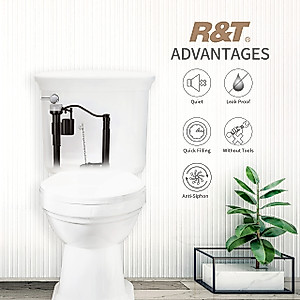 R&T A1250L Toilet Fill Valve Toilet Tank Parts Replacement Running Toilet Repair Kit Quiet Fill Anti-Siphon