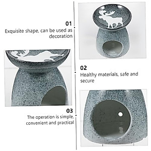 Healifty 1pc Meditation Room Decor Office Decoration Aroma Heating Holder Elk Pattern Incense Stove Lantern Decorative Lantern Candle Holder Ceramic Incense Stove Aroma Oil Burner