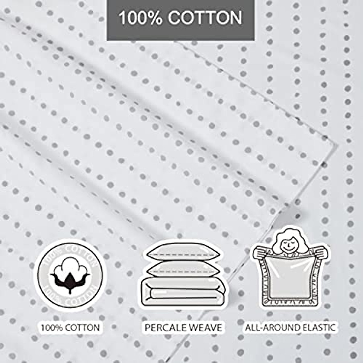 City Scene - Queen Sheets, Cotton Percale Bedding, Crisp & Cooling Home Decor (Radius Charcoal, Queen)