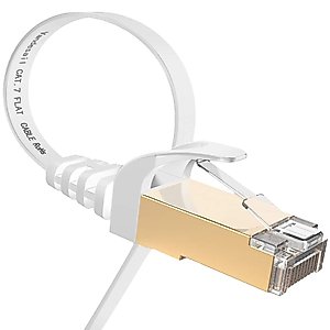 VANDESAIL Ethernet Cable, CAT7 Network Cable RJ45 High Speed STP LAN Cord for Laptop,PC,Router,Switch,Modem,PS4（65ft,White,1pack