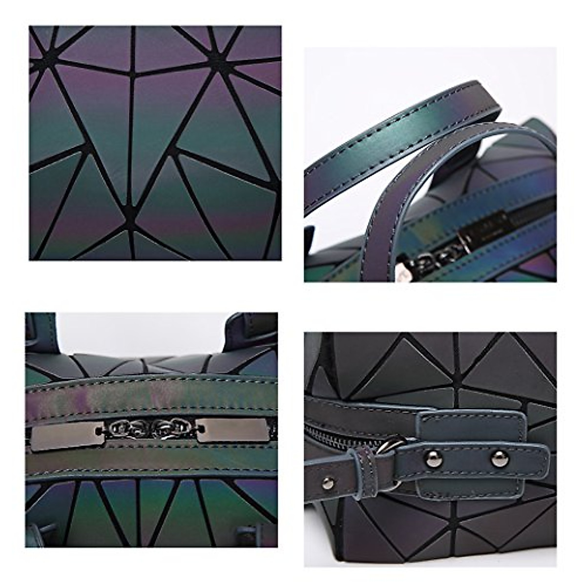 Geometric Backpack Luminous Backpacks Holographic Reflective Bag Lumikay Bags Irredescent Large Rainbow Purses Wallet Set NO.5
