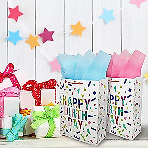 2 Pack 16.5" Extra Large Gift Bags with Tissue Paper for Birthday Party(White)