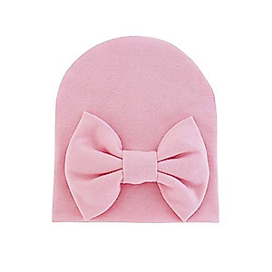 QandSweet Newborn Girls' Hats & Caps Infant Big Bow Cotton Hat 0-6 Months 6-Pack (6 Colors A)