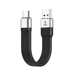 LamToon Short USB Type C Cable, 5Gbps Data Sync Android Auto Cable 3A USB to USB C 3.1 Fast/Quick Charge Cable Unique FPC Flat Design for Galaxy S10+ S9, Note 9 8, LG V20, Google Pixel, Power Bank