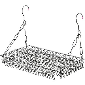 ZyHMW Clothes Airer 100 Clips Large Balcony Folding Shoe Drying Rack Stainless Steel Laundry Towel Storage Capacity Convenient Clothes Airer, Clothes Airer (Color (Color