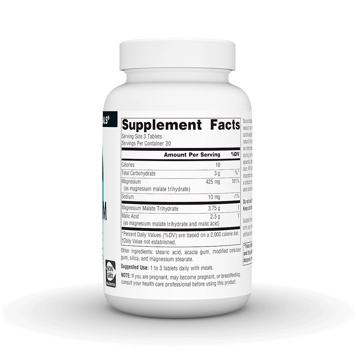 Source Naturals Magnesium Malate, Supports Muscles and Energy*, 3,750 MG per Serving - 90 Tablets