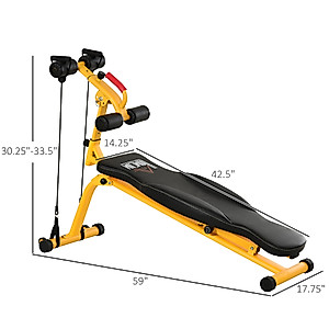Soozier Multifunctional Sit Up and Dumbbell Weight Bench with 4-Angle Adjustable Backrest & Lightweight Portable Design - Yellow