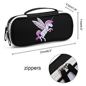 Cute Unicorn PU Leather Pencil Pen Case Organizer Travel Makeup Handbag Portable Stationery Bag