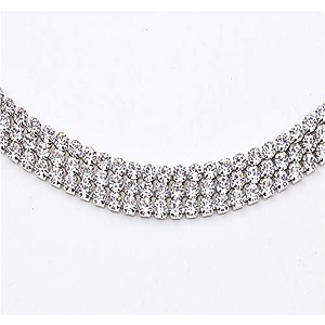 Kercisbeauty Multi Row Boho Tennis Chain Rhinestones Choker Long Chain Necklace for Women Jewelry (Silver)
