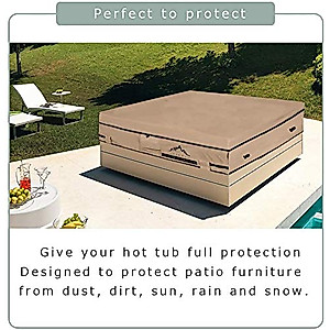 Himal Square Hot Tub Cover - Heavy Duty 600D Polyester Waterproof,UV Protection SPA Cover for Hot Tub(85 x 85 inch,Beige)