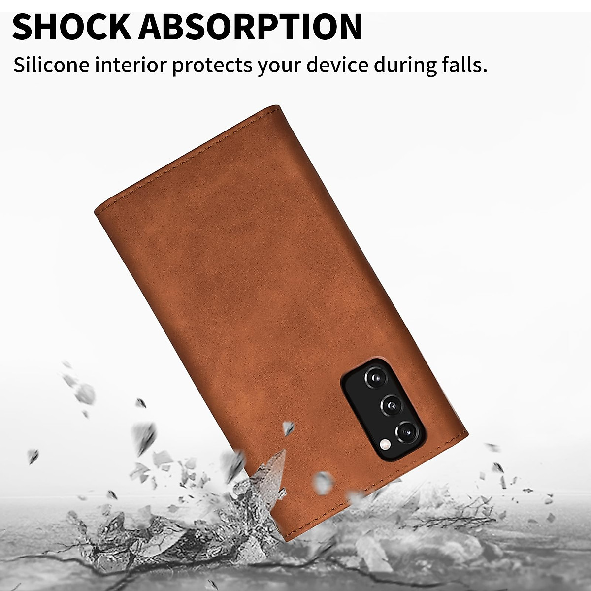 Wallet Case for Samsung Galaxy S20 FE 5G 6.5 inch Flip Zipper Purse Handbag with Credit Card Holder Shoulder Strap Wrist Strap Phone Cover for S 20 EF UW S20FE5G S20FE 20S S2O Fan Edition 4G G5 Brown