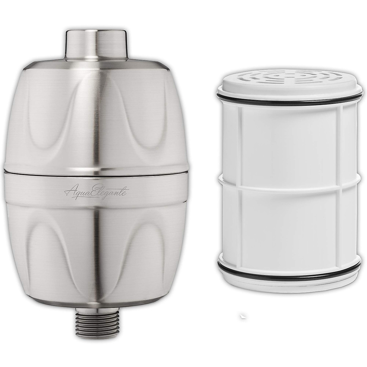 Shower Water Filter + Extra Cartridge - Universal Home Showerhead Filters With Activated Charcoal To Remove Chlorine And Hard Minerals + 1 Extra Replacement Cartridge - Brushed Nickel