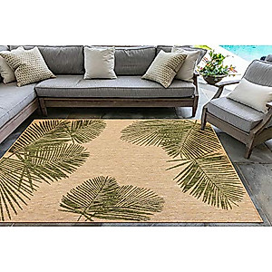 Liora Manne Carmel Indoor Outdoor Rug - Nature Styled Rug, Comfortable & Durable, Power Loomed, Polypropylene Material, UV Stabilized, Palm Green, 3'3" x 4'11"