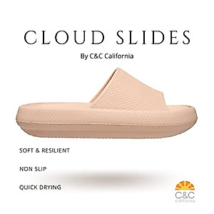 C&C California Women's Comfy Foam Pillow Cloud Slides Non-Slip Quick Drying Indoor Outdoor Sandals In Nude Size: 11
