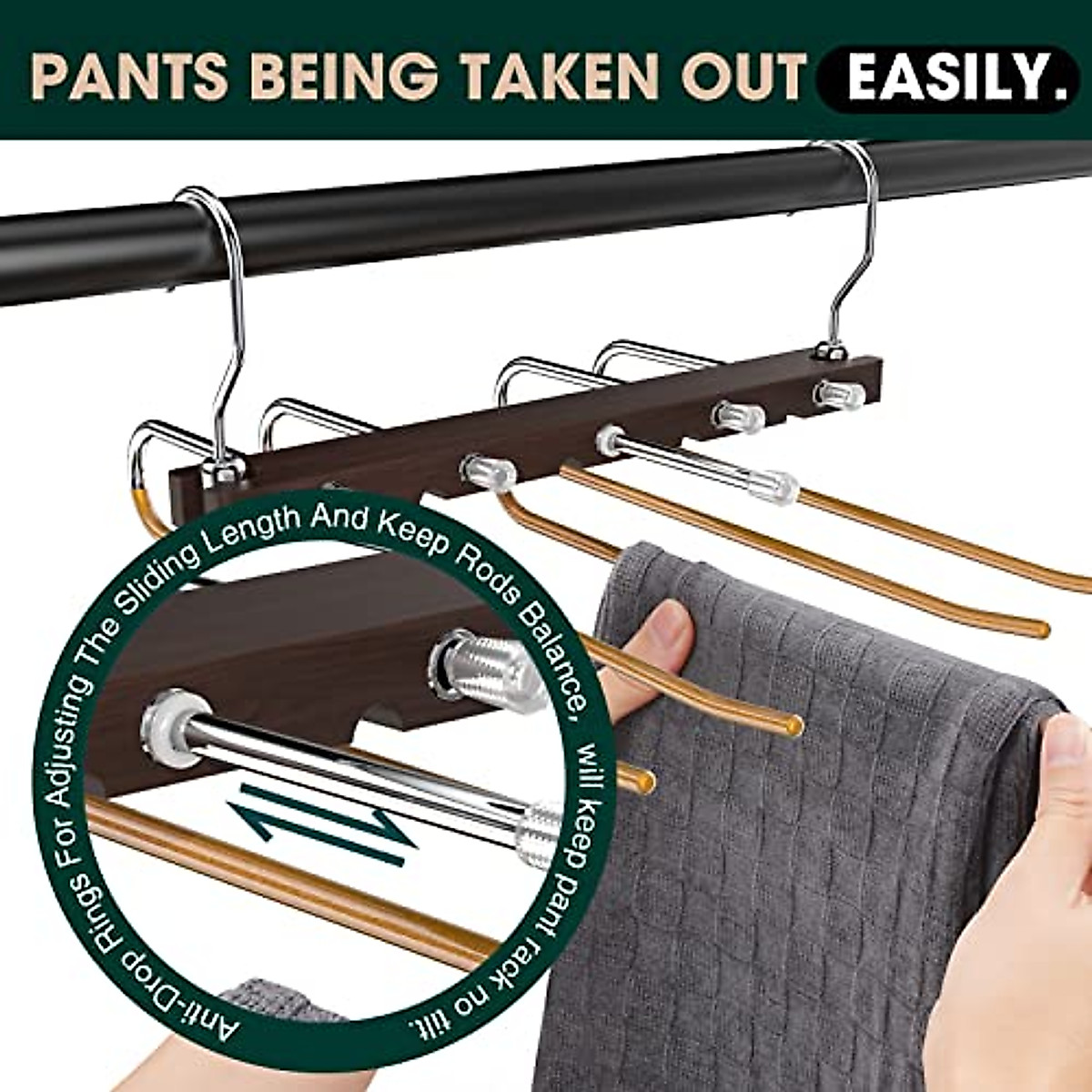 Ulimart Multi Functional Pants Rack -2 Pack- Pants Hanger 5-Layers Pants Hangers Space Saving,Pants Hangers for Men for Scarves Trousers Slack,Pants Organizer for Closet