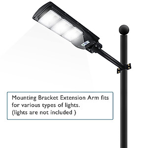 2PCS 20" Light Pole Mount, Solar Light Pole Solar Lighting Mounting Bracket Extension Pole, Lights Fixture Antenna Adaptor, Outdoor Arm for Street Light,Used for Barn Lamps, Post Tree, Wall (2 Black)