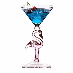 Creative Pink Flamingo Cocktail Martini Goblet Glass Cool Tableware Unique Bar Wine Set (2, 200ML cocktail glass)
