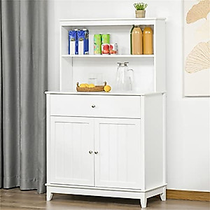 SEASD 58" Kitchen Buffet, Dining Room with Drawers and Storage Cabinets, White