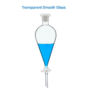 Borosilicate Glass 1000ML Separating Funnel Heavy Wall Conical Separatory Funnel with 24/40 Joints and PTFE Stopcock Lab,Food,pear - 1L