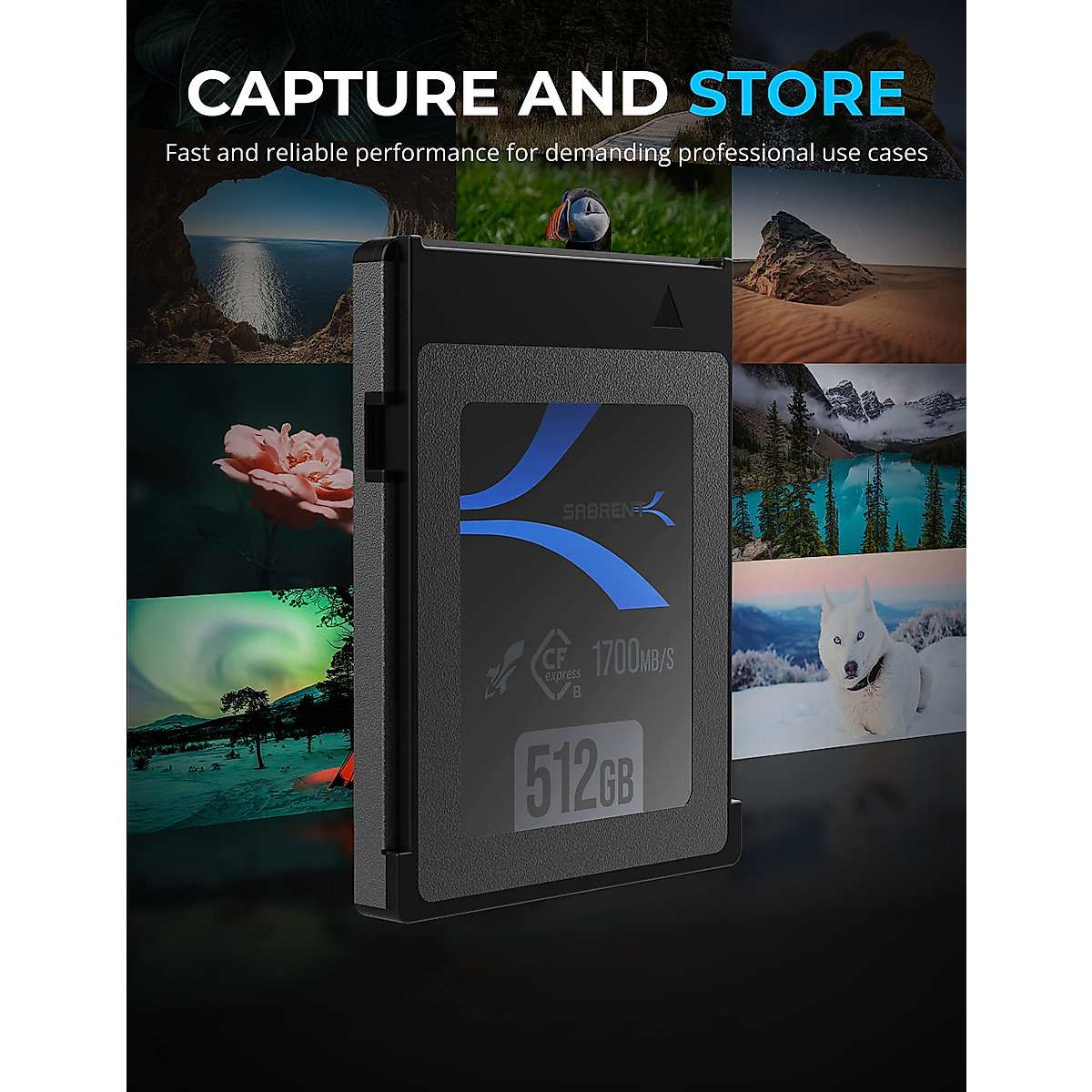 SABRENT Rocket CFX 512GB CFexpress Type B Memory Card R1700MB/s W1500MB/s (CF-XTBT-512)
