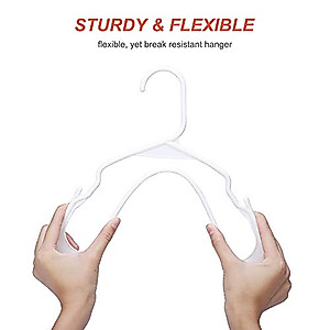 Pretigo Plastic Hangers Clothes Hangers Plastic -50 Pack-Clothing Hangers for Adult White Hangers Plastic Clothes Hanger with Notches Hangers for Clothing Suit…