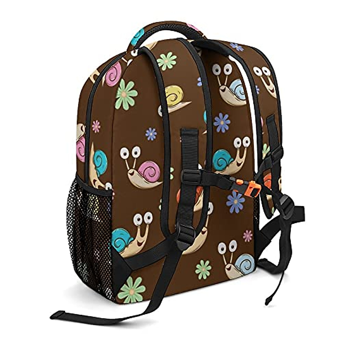 Cute Snail And Flower Travel Laptop Backpack Study Shoulder Bag With Reinforced Adjustable Straps For Outdoor Camping School