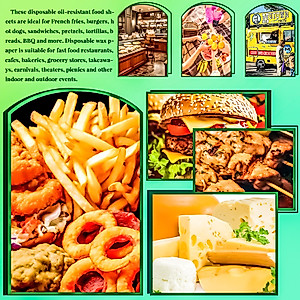 MotBach 500 Sheets Greaseproof Deli Wrappers,12" x 12",White Disposable Pre Cut Wax Paper Sheets Food Basket Liners Food Tray Liners Kraft Sandwich Wrapping Paper for Picnic Festival Fair Party BBQ