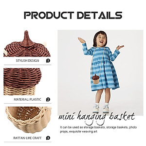 1Pc Rattan Woven Basket Bags Acorn Shaped Basket Wicker Straw Purse Rattan Bag Handwoven Crossbody Bag Mushroom Basket Wicker Basket for Girls Women