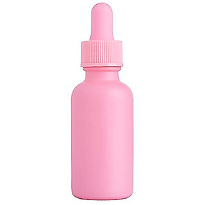 Focus Nutrition 12 Pink Coated 1 oz Glass Boston Round Dropper Bottles For Essential Oils, Aromatherapy and Skin Care