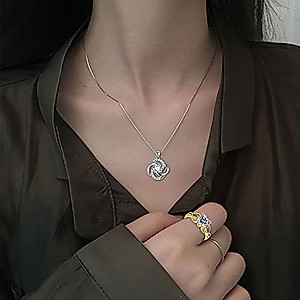 AOUCIA Women Girls 18K Gold Love Heart Cubic Zircon Women's Pendant Necklaces Halloween Christmas Valentine’s Wife Mother’s Day Mom Gifts Jewelry (Petal-Platinum)